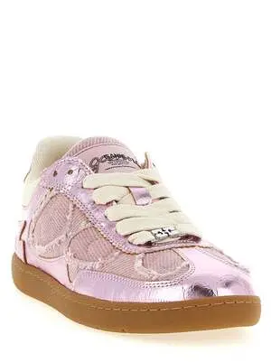 GANNI 08" Sneakers In Denim-effect And Metallic Leather-effect Fabric