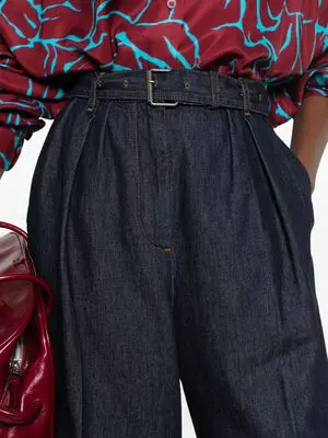 Dries Van Noten Pleated High-waist Cotton Trousers - Multicolor