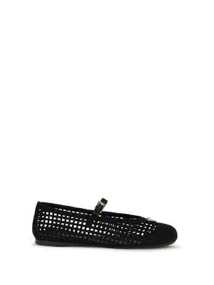 Prada Crochet Ballerinas With Buckle Detail