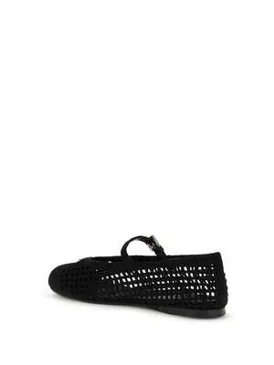 Prada Crochet Ballerinas With Buckle Detail