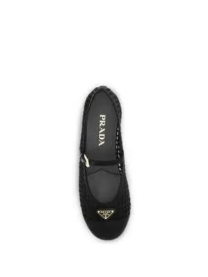 Prada Crochet Ballerinas With Buckle Detail