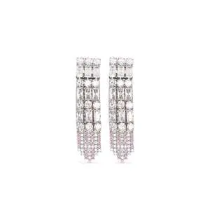 SELF-PORTRAIT Tone Crystal Embellished Drop Earrings - Silver