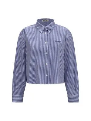 Miu Miu Striped Cotton Shirt - Blue
