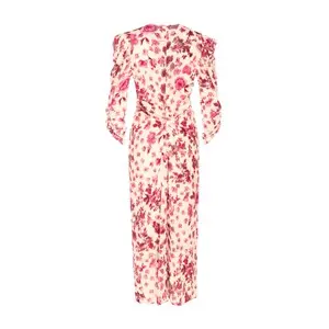 Isabel Marant Étoile Silk Blend Floral Print V-neck 3/4 Sleeve Dress - Pink