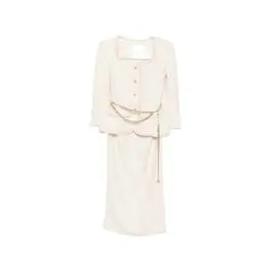 SELF-PORTRAIT Polka Dot One-shoulder Asymmetric Dress - Cream
