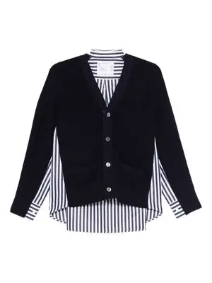Sacai V-neck Cardigan With Stripe Detail - Multicolor