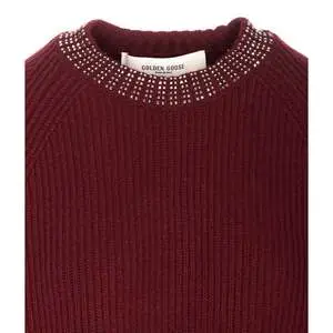 GOLDEN GOOSE Embroidered Rhinestone Crew Neck Sweater