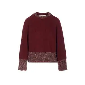 GOLDEN GOOSE Embroidered Rhinestone Crew Neck Sweater - Red