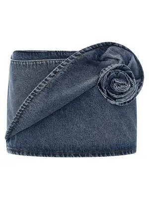 Magda Butrym Denim Mini Skirt With Floral Detail - Blue