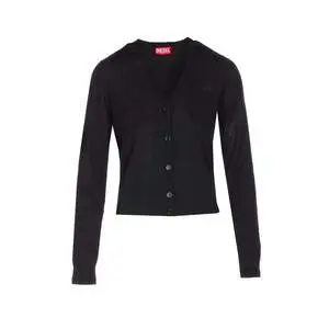 DIESEL® Diesel Logo Embroidered V-Neck Long-Sleeve Wool Cardigan