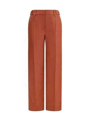 Brunello Cucinelli Linen Wide-leg Pants With Elastic Waistband - Red