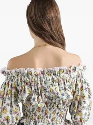 Dolce & Gabbana Off-the-shoulder Printed Cotton Top
