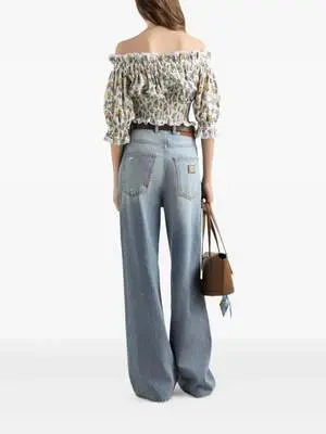 Dolce & Gabbana Off-the-shoulder Printed Cotton Top