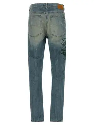 Amiri Hollywood Mx1 Distressed Stonewashed Stretch Denim Jeans - Blue