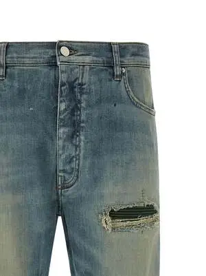 Amiri Hollywood Mx1 Distressed Stonewashed Stretch Denim Jeans - Blue