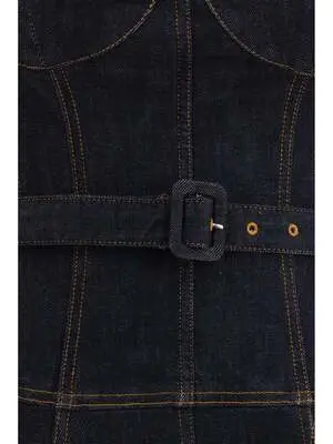 SELF-PORTRAIT Denim Flared Midi Dress