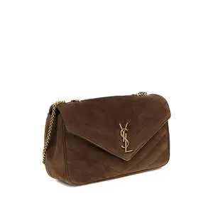 Saint Laurent Chevron Suede Shoulder Bag - Brown