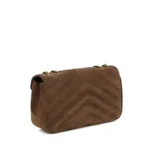 Saint Laurent Chevron Suede Shoulder Bag - Brown