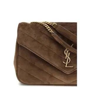 Saint Laurent Chevron Suede Shoulder Bag - Brown