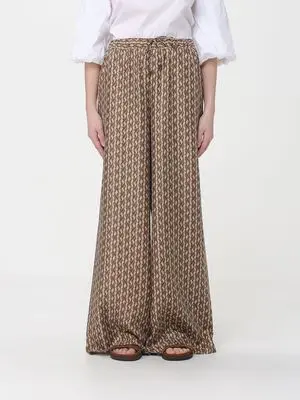 Max Mara Max Mara Wide Leg Printed Silk Trousers Brown