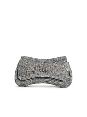 DIESEL® Play Clutch In Silver Glitter Fabric - Gray