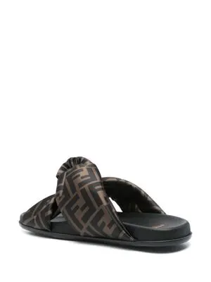 Fendi Ff" Logo Twist Slide Sandals - Multicolor