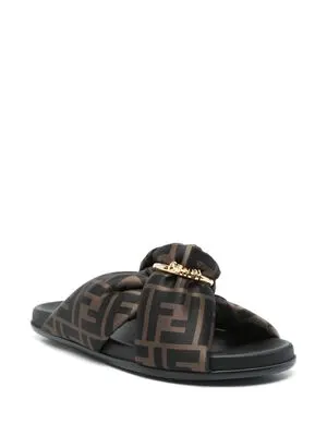 Fendi Ff" Logo Twist Slide Sandals - Multicolor
