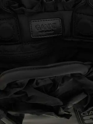 GANNI Mini Shopper Ruffle Handbag - Black