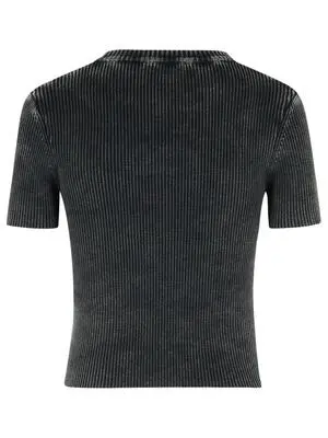 DIESEL® Ribbed Cotton T-shirt With Oval D Logo