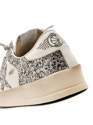 GOLDEN GOOSE Stardan Glitter Detail Leather Sneakers