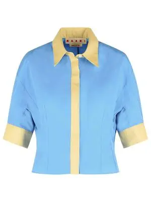 Marni Light Cotton Shirt With Contrast Details - Blue