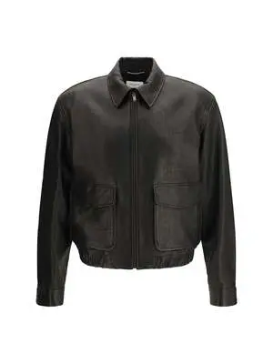 Saint Laurent Short Lamb Leather Jacket With Pointed Collar