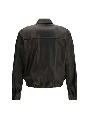 Saint Laurent Short Lamb Leather Jacket With Pointed Collar