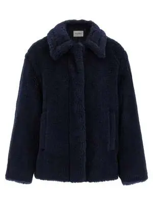 Max Mara Teddy Fabric Short Coat - Blue