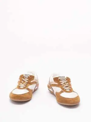 Miu Miu Suede And Canvas Lace-up Sneakers - Multicolor