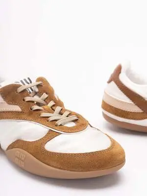 Miu Miu Suede And Canvas Lace-up Sneakers - Multicolor