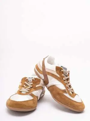 Miu Miu Suede And Canvas Lace-up Sneakers - Multicolor