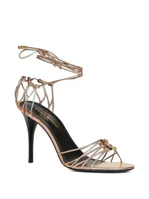 Saint Laurent Babylone" Laminated Leather Sandals - Multicolor
