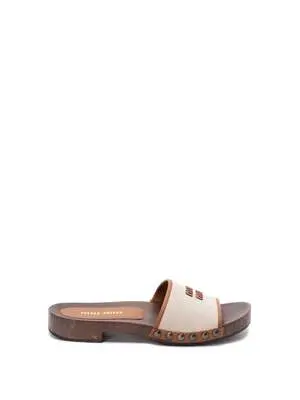 Miu Miu Canvas And Leather Clogs