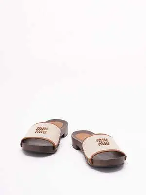 Miu Miu Canvas And Leather Clogs