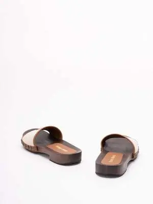 Miu Miu Canvas And Leather Clogs