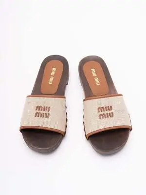 Miu Miu Canvas And Leather Clogs