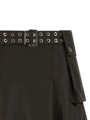 GANNI Duchesse Nylon Pleated Midi Skirt