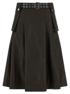 GANNI Duchesse Nylon Pleated Midi Skirt - Brown