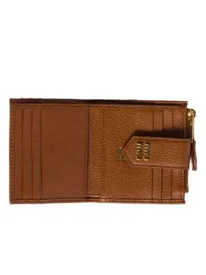 Miu Miu Small Leather Wallet With Coin Case - Brown