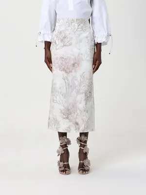 Max Mara Floral Print Midi Skirt - White