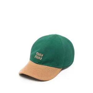 Miu Miu Embroidered Logo Baseball Cap - Green