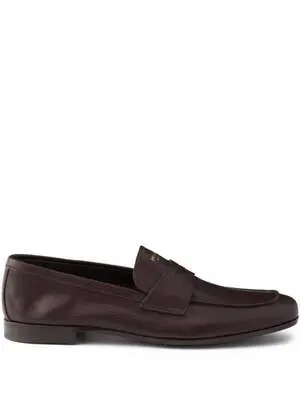 Prada Leather Loafers With Band - Brown