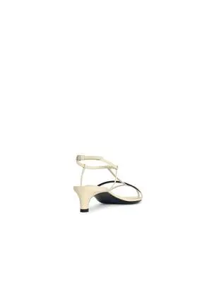 JIL SANDER Chalk Leather Strappy Sandals With Two-tone Woven Straps And Low Heels - White