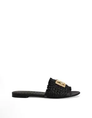 Dolce & Gabbana Dg Logo Raffia Flat Sandals - Multicolor